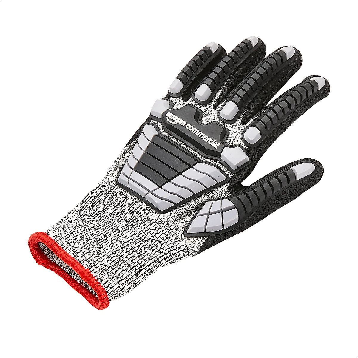 AmazonCommercial 13G SilverSilk & Sandy Nitrile Gloves with Impact Protection (Grey/Black), Size S, 1-Pair