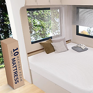 Opoiar 10 Inch RV Mattress Short King,Cooling Gel Memory Foam Mattress,Medium Firm Mattress in a Box,for RV/Camper/Trailer/Truck Mattress,Pressure Relief,Made in USA,CertiPUR-US Certified