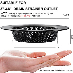 LASSHSWA Matte Black Kitchen Sink Strainer Stainless Steel, Kitchen Sink Drain Strainer, Sink Strainers with Large Wide Rim 4.5" Diameter for Kitchen Sinks (NO Bump - Avoid Paint Peeling)