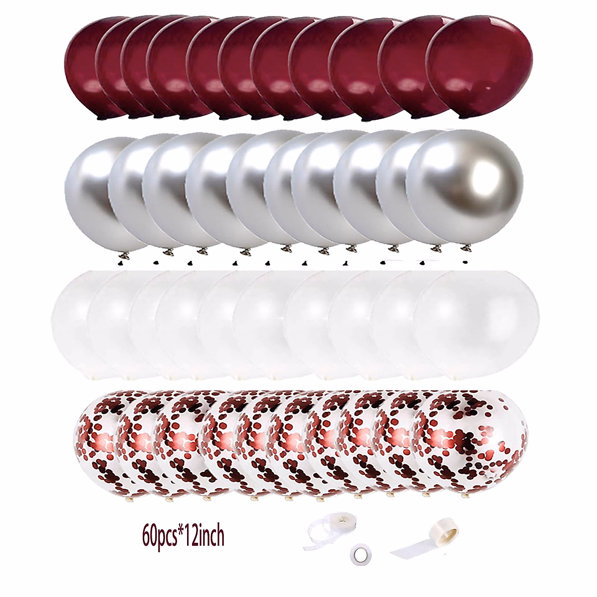 Graduation Party Decorations Maroon Silver 2024/Burgundy Graduation Decorations Class of 2024 Burgundy White Silver Balloons Maroon Silver Balloons 60Pcs Burgundy Silver Birthday Wedding