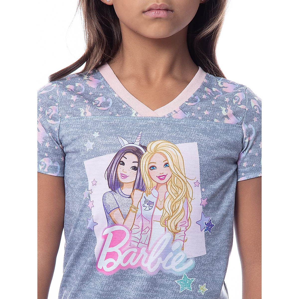 INTIMO Barbie Girls' Unicorn Barbie Skipper Shirt And Pants Jogger Pajama Set (4/5)