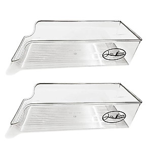 LUXHOUSE 2 Pack Refrigerator Organizer Bin Pop Soda Can Beverage Holder for Fridge, Freezer, Kitchen Countertops, Cabinets - Clear Plastic Can Dispenser, Fruit,Veggie,Canned Food Pantry Storage Rack