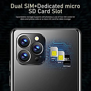 I12 Pro Max Unlocked Cellphone, 1GB RAM 8GB ROM Dual SIM Card 3G Network Unlocked Smartphone Face ID Mobile Phone for Android 10 2500mAh(Black)