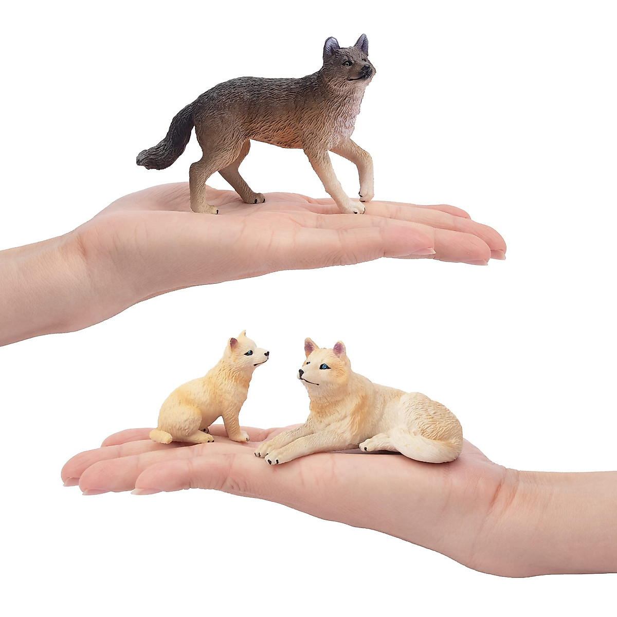Toymany 8PCS Wolf Figures Forest Animals Toy Figurines - Realistic Jungle Zoo Animal Figurines，Educational Toy Cake Toppers Christmas Birthday Gift for Kids Boys Girls