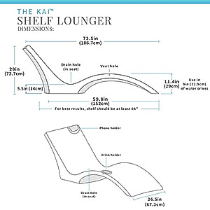 Floating Luxuries Kai Shelf Lounger, in-Pool, Use in Pools with Shelves Up to 9 Inches Deep, Built-in Drink and Phone Holders, Set of 2 in-Pool Chaise Lounge Chairs, Arctic White