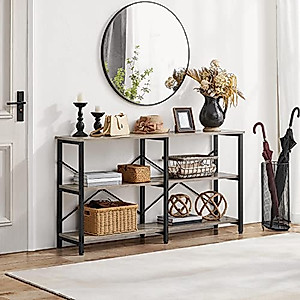 Yaheetech Console Table with Storage Shelves,3-Tier Industrial Entryway Table, 55 Inch Long Behind Couch Sofa Table for Entryway/Living Room/Hallway/Bedroom,Gray