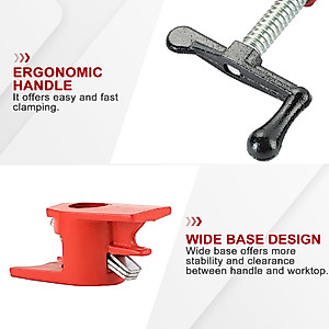 FLKQC 3/4" Wood Gluing Pipe Clamp Set with Unique Foot Design Red Heavy Duty Bar Clamps Cast Iron Quick Release Pipe Clamp Tools for Woodworking (6)