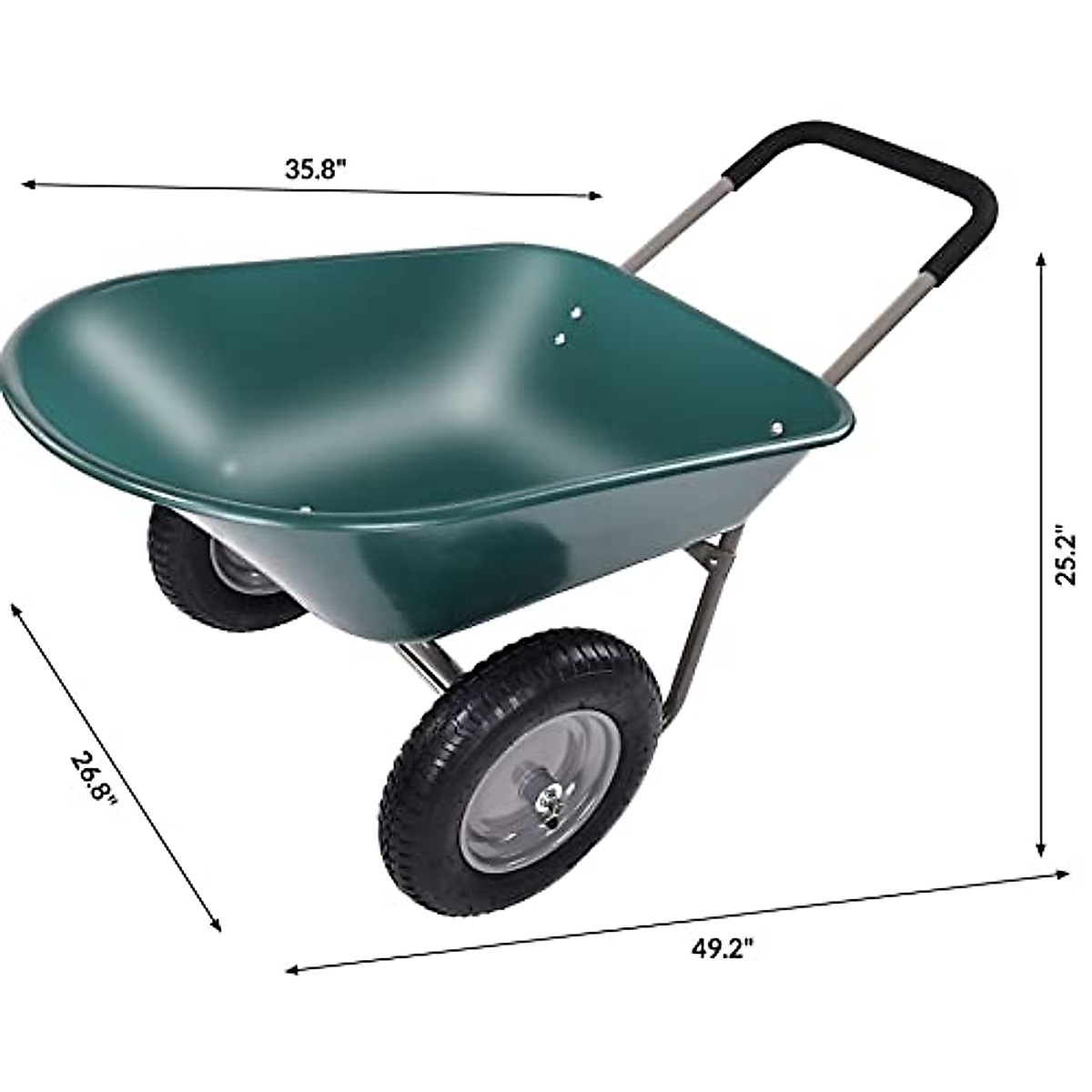 BalanceFrom Dual-Wheel Home Garden Yard Utility Wheelbarrow Cart with Built-in Stand