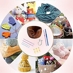 NM Art & Craft Wooden Yarn Bowl Holder- Elegant Crochet Yarn Holder with Spiral Design, Two Holes & Crocheting Accessories-Durable Yarn Bowl for Crocheting- Unique Crochet Gifts for Crocheters, Retro