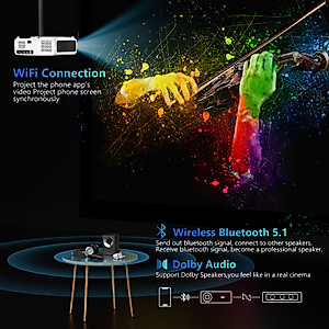 [Auto Focus/Keystone]Smart Projector 4K with Android TV.1200ANSI 4K+ Projector with WiFi 6 & Bluetooth 5.2 .Home Movie Outdoor Projector with Netfix/Prime Bulit-in,20W Speakers,50%Zoom.500"display