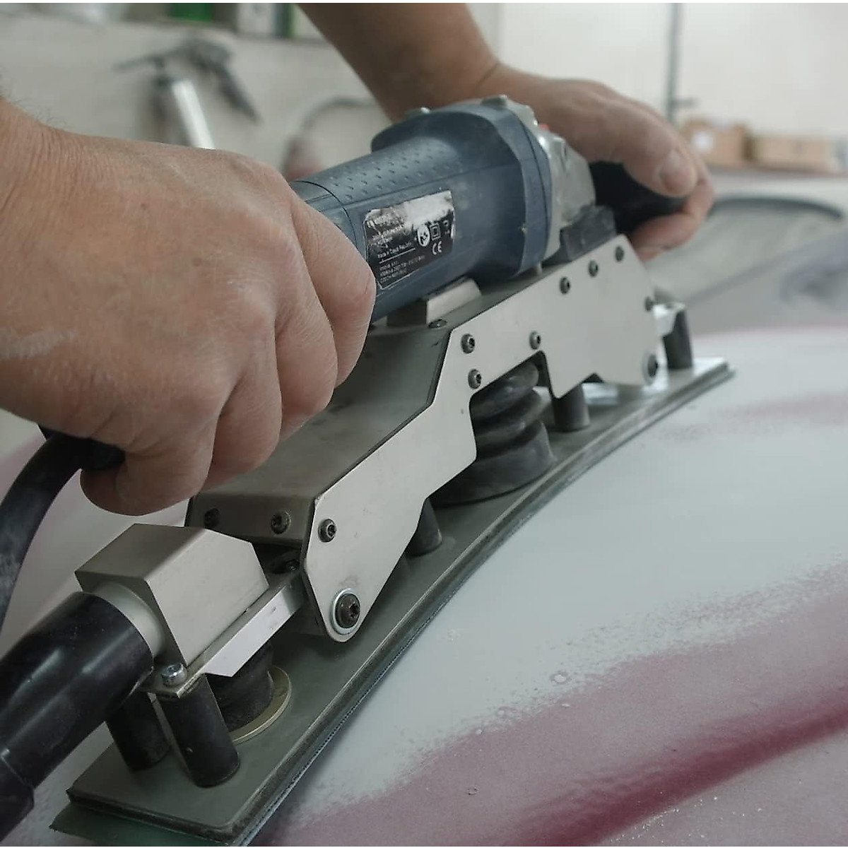 Electric flexible orbital sander Flexisander FS40070E 110 V, 15 3/4 x 2 3/4 in, sands curved surfaces, fastening system with dust extraction, vehicle body repairers, shipbuilders, composite, wood