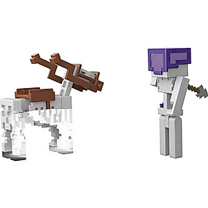 Mattel Minecraft Skeleton Craft-a-Block 2-Pk, Action Figures & Toys to Create, Explore and Survive, Authentic Pixelated Designs, Collectible Gifts for Kids Age 6 Years and Older