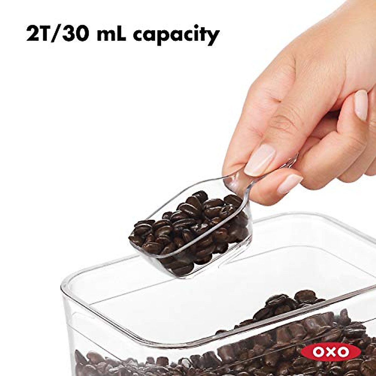 OXO Good Grips POP Container – Airtight 1.7 Qt for Coffee and More Food Storage, Rectangle, Clear & Good Grips POP Container Coffee Scoop, Clear