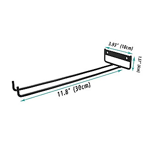 eastbao Hanging Wine Glass Rack Under Cabinet With Black Metal Brackets Wine Glass Holder Under Shelf for Wall Mounted Wood for Black Set of 4