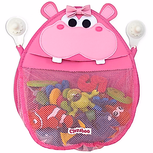 CHERABOO Bath Toy Storage, Hurley Hippo Bath Toy Holder, Bath Toys for Toddlers 1-3, Bathroom Toy Storage, Bathtub Organizers and Storage, Bath Toy Basket, Bath Toy Organizer