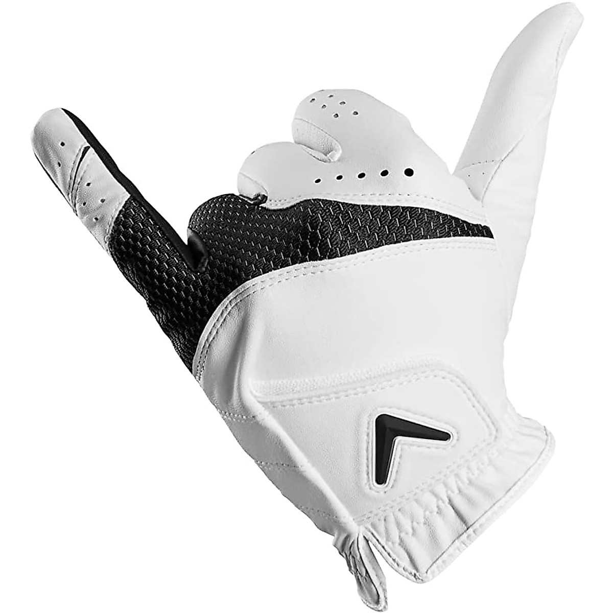 Callaway Golf Women's Weather Spann Premium Synthetic Golf Glove (White, 2-Pack, Large, New Model , Standard, Worn on Left Hand)
