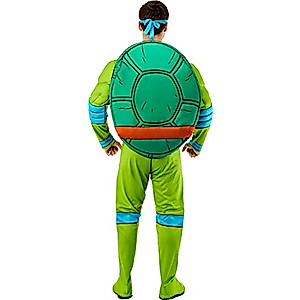 Rubies Men's Teenage Mutant Ninja Turtles Deluxe Leonardo Costume Jumpsuit, Shell, and Eye-Mask, As Shown, Medium
