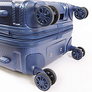 Brookstone Luggage Keane Spinner Suitcase, Metallic Blue, Carry-On