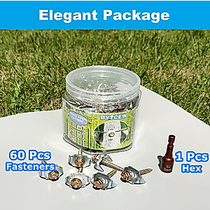 Bytcew Wire Wood Fencing Fasteners Staple, 60 Pcs Fence Nails Clips Post Screw for Wire Mesh and Woven Fencing, Quickly Install with Power Drill