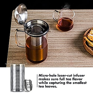 Aquach Glass Teapot Pitcher with Removable Infuser for Loose and Blooming Tea 51oz/1500ml, Dishwasher&Stovetop Safe Tea Maker Kettle Set with Stainless Steel Lid