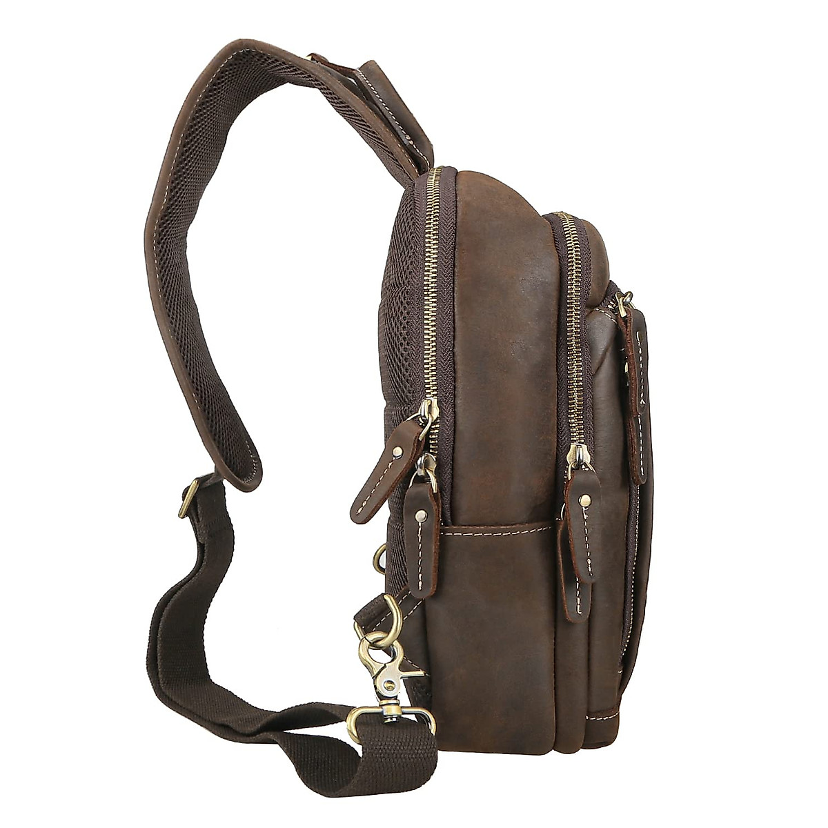 Taertii Full Grain Genuine Leather Sling Bag, Vintage Crossbody Shoulder Backpack Travel Bag Daypack For 10.5 inch iPad, Brown