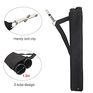 Kratarc Archery 2 Tube Hip Arrow Quiver Waist Hanged Carry Bag with Hook for Shooting (Black)