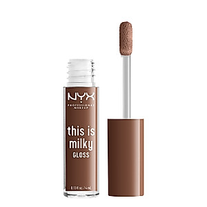 NYX PROFESSIONAL MAKEUP This Is Milky Gloss, Vegan Lip Gloss, 12 Hour Hydration - Milk The Coco (Chocolate Brown)