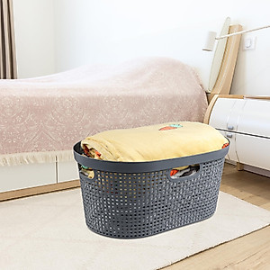 Quickquick Large Plastic Dirty Clothes Baskets with Cut-Out Handles, 42 L Plastic Laundry Hampers, 4 Packs