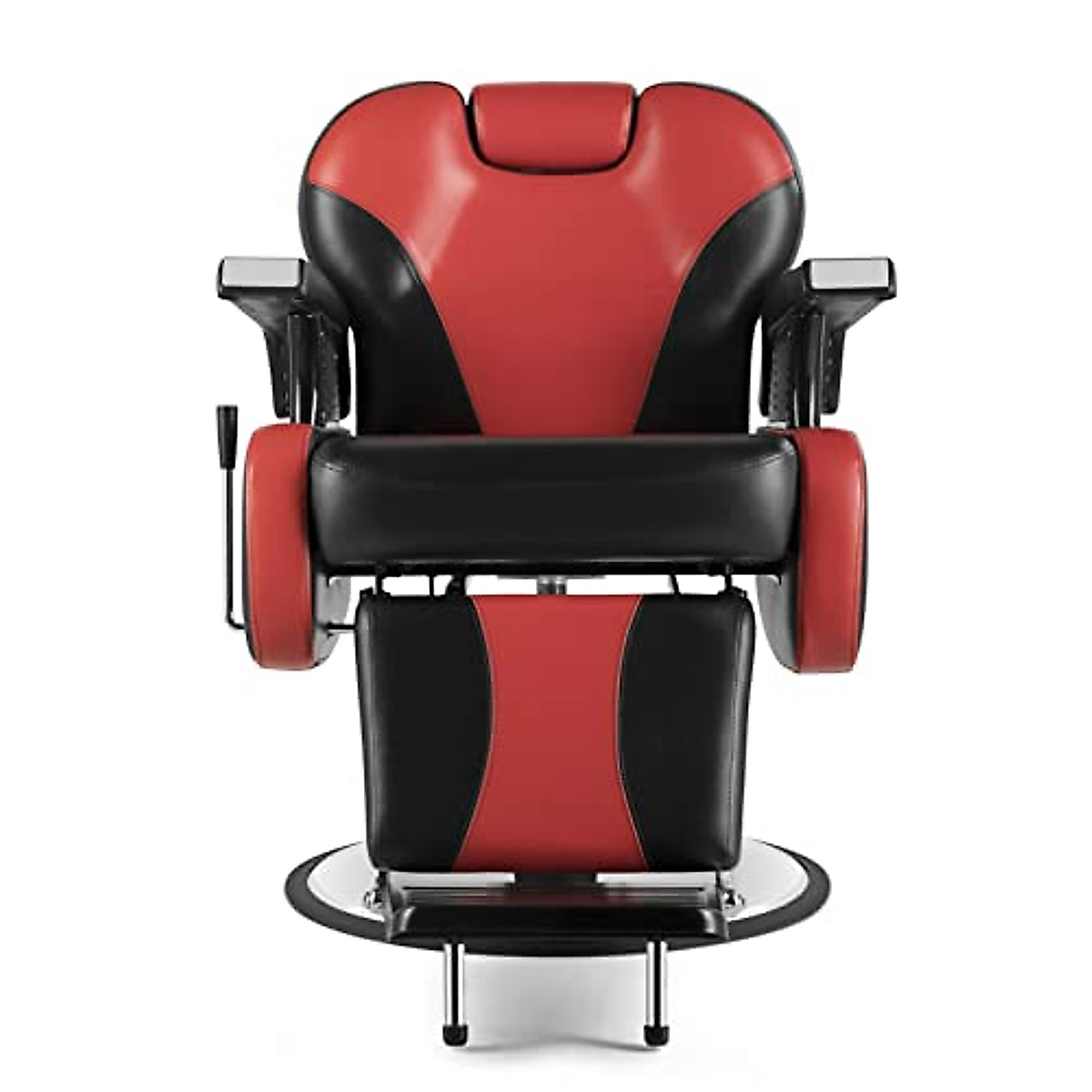 Salonsunny Black & Red Styling Salon Spa Reclining Chair All Purpose Barbering Chair Professional Vintage Heavy Duty Equipment