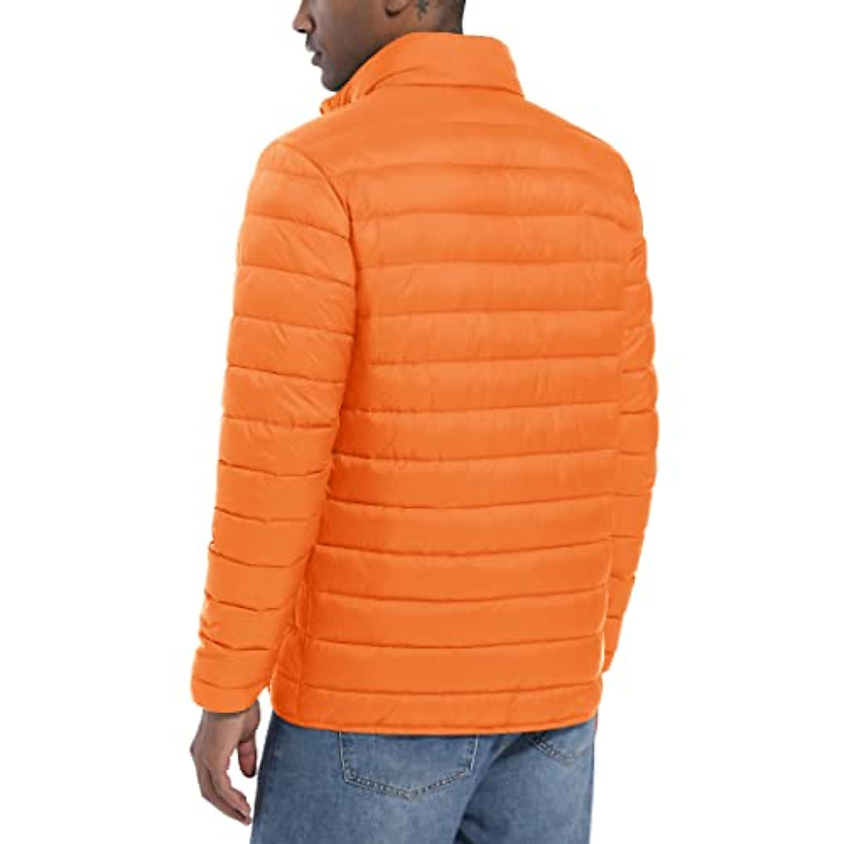 MAGCOMSEN Puffer Jacket Men Packable Down Jacket Lightweight Winter Coats Waterproof Insulated Jacket Orange M