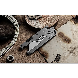 KUNSON Stainless Steel Keychain Utility Knife, Portable Pocket Retractable Box Cutter for Cartons, Cardboard and Boxes, Office and Home EDC Use Extra 5 Blades Included, Grey