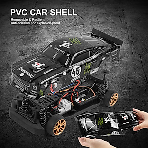 GoolRC RC Drift Car, 1:18 Scale Remote Control Car, 2.4GHz 4WD 30KM/H High Speed RC Racing Car with LED Light Strip and 2 Batteries for Adults and Kids