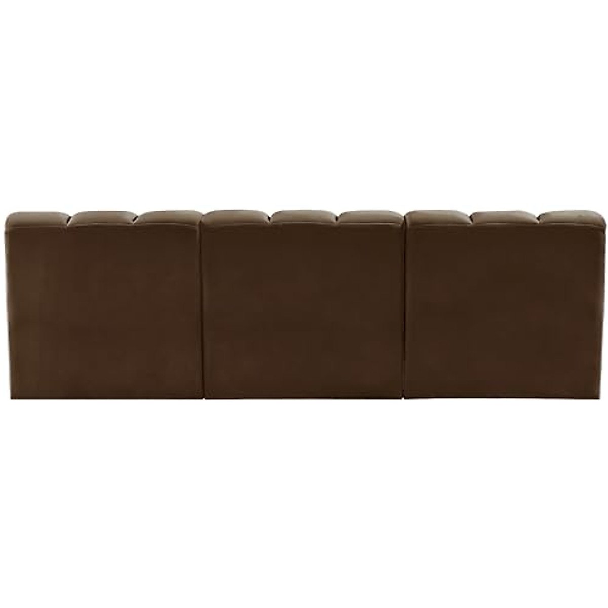 Meridian Furniture 103Brown-S3F Arc Collection Modern | Contemporary Modular Sofa with Soft Brown Velvet, Deep Channel Tufting, Modular Design, 89.5" W x 31" D x 30" H, Brown