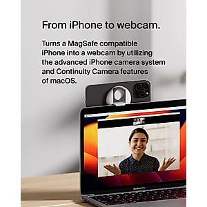 Belkin iPhone MagSafe Camera Mount for MacBook, iPhone Continuity Camera Mount, Turn iPhone to Webcam, Compatible with MacBook Pro, Air, iPhone 15, iPhone 14, iPhone 13, iPhone 12 - White