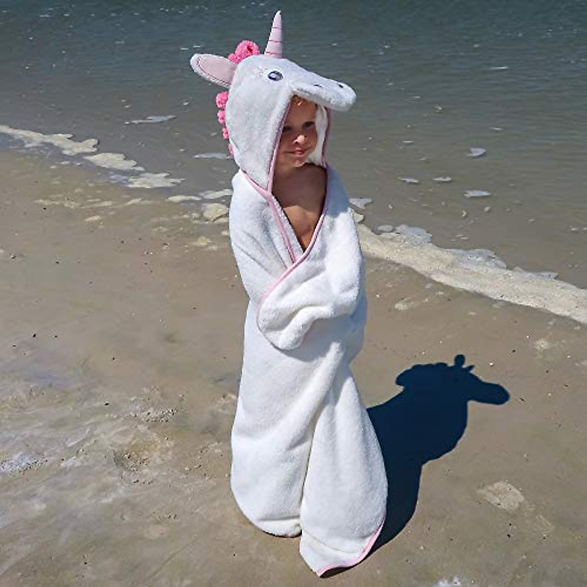 Little Tinkers World Premium Hooded Towel for Kids | Unicorn Design | Ultra Soft and Extra Large | 100% Cotton Bath Towel with Hood for Girls