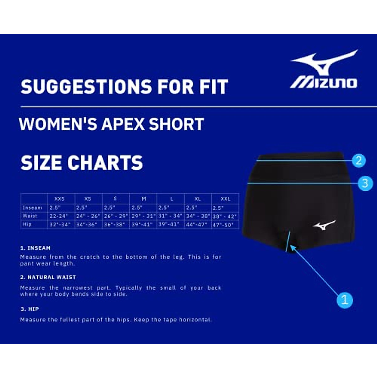 Mizuno Women's Apex 2.5" Inseam Volleyball Short, Black, Large