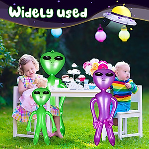 Honoson 6 Pcs Giant Inflate Alien, 67 inch 35 Inch 18 Inch Jumbo Alien Blow up Alien Green Purple Balloons Inflatable Alien Doll Toy for Halloween Birthday Alien Theme Party Decor Supplies