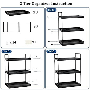 3 Tier Bathroom Countertop Organizer，Counter Standing Rack Cosmetic Organizer Holder,Bathroom Counter Organizer and Storage Shelf,Bathroom Counter Trays Storage,Kitchen Spice Counter