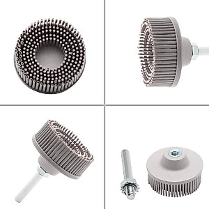 Jersvimc 2Pcs 120 Grit White Bristle Disc Attachment, 2 Inch Abrasive Bristle Disc Gasket Removal Disc with 1/4 Shank Coating Removal Disc for Rotary Tool