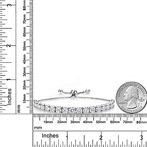 Gem Stone King 9.00 Cttw 925 Sterling Silver White Moissanite Tennis Bracelet For Women | Round 5MM | Fully Adjustable Up to 10 Inch