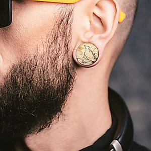 Pierced Owl Organic Spalted Tamarind Wood Double Flared Saddle Plug Gauges, Sold as a Pair (10mm (00GA))