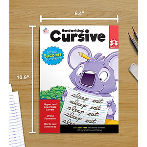 Carson Dellosa Cursive Handwriting Workbook for Kids, Grades 3-5 Cursive Letter Tracing Book, Cursive Handwriting Practice and Letter Tracing for Beginners Workbook for Homeschool or Classroom