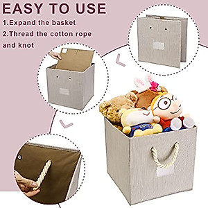 Fabric cube storage bin storage box set 13x13x13 inch with handle for home&office organization