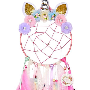 QtGirl Dream Catchers for Kids Unicorn Wall Decor for Girls Bedroom Flower Feather Wall Hanging Decoration