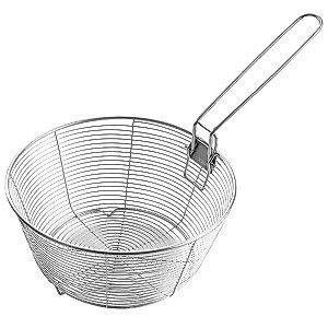 Stainless Steel Deep Fryer Basket for Frying Serving Food, Multifunctional Fry Basket with Detachable Handle Fryer Round Wire Mesh French Chip Frying Serving Food Presentation Tableware (8 Inch)