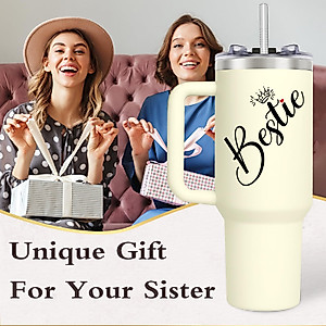 DOCRAGI Gifts for Sister from Sister, Gifts for Friends, Bestie Gifts for Women - Best Friend Birthday Gifts for Sister, Friendship Gifts for Sister, Bestie, Women - 40oz coffee Tumbler with Straw