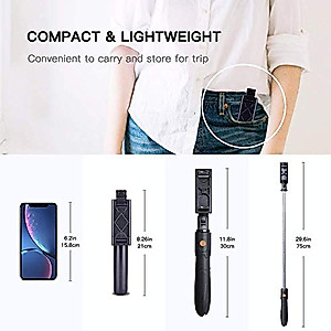 HEHUI Selfie Stick Tripod Stand Holder Extendable with Bluetooth Remote Compatible with Samsung Galaxy S7/7 Plus /S8/8 plus/S9/9 Plus iOS and Android Cellphone/Phone X/Phone 8/8 Plus