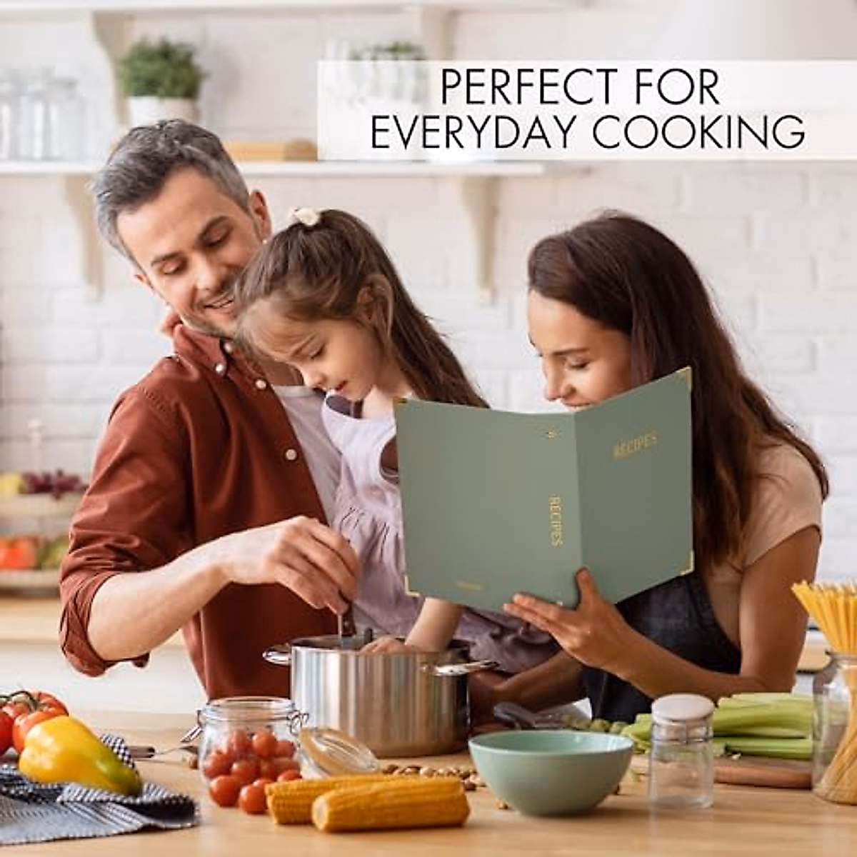 Aesthetic Recipe Binder with Waterproof Cover - The Perfect Recipe Book with Plastic Sleeves to Write in Your Own Recipes - Quality Blank Cookbook Binder to Organize Your Recipes - Recipe Cards incl.