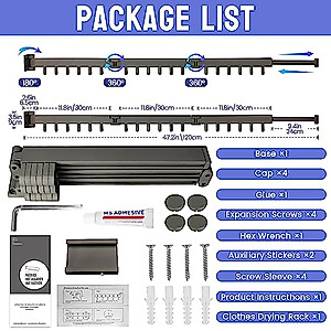 Zomhusea Clothes Drying Rack,Wall Mounted Laundry Drying Rack,Aluminum Space Saver Clothes Rack,Retractable,Collapsible(Tri-Fold) Clothes Hanger Rack for Laundry,Balcony,Bathroom(Dark Grey)