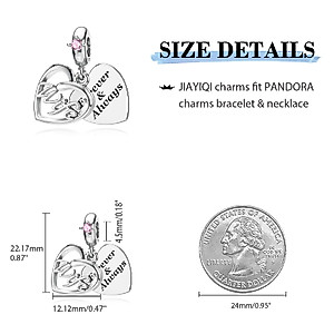 JIAYIQI Present for Wife, Wife Charm for Pandora Charms Bracelet 925 Sterling Silver Forever Always Love Charms with Cubic Zircon for Women Birthday Christmas Valentine's Day Present